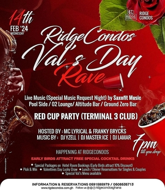 eGotickets — RIDGE CONDOS VALS DAY RAVE at Ridge condos, Ghana, Wed, 14 ...